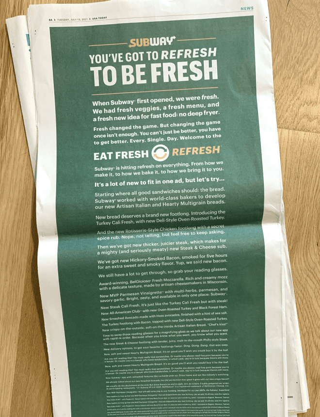 Subway Brand Refresh Campaign | Dentsu Creative